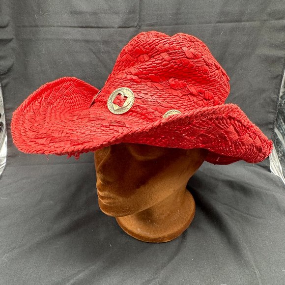 Accessories | Vintage Red Floppy Woven Cowgirl Hat | Poshmark